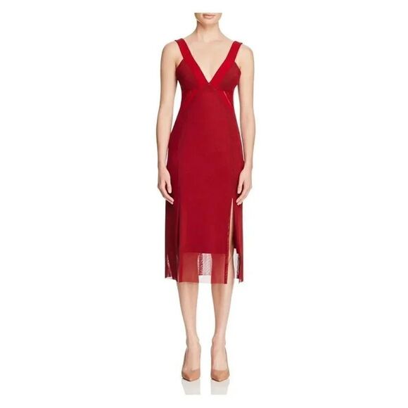 Three Floor | Dresses | Nwt Threefloor Red Mesh Sleeveless Below The ...